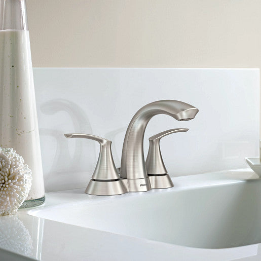 Moen Darcy Spot resist brushed nickel Two-Handle High Arc Bathroom ...