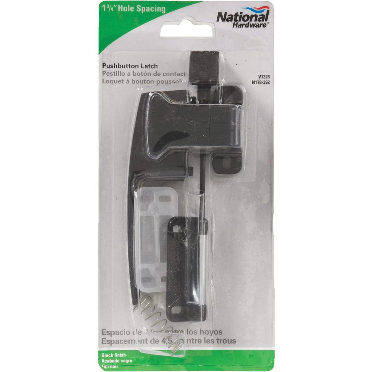 National Black Push Button Latch with 1-3/4 In. Hole Spacing ...