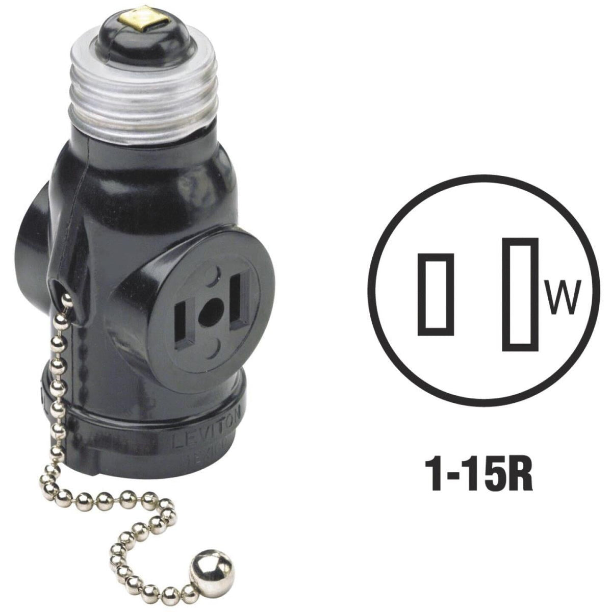 Leviton Black 125V Pull Chain Socket Adapter - Boonville, NY - Up North ...